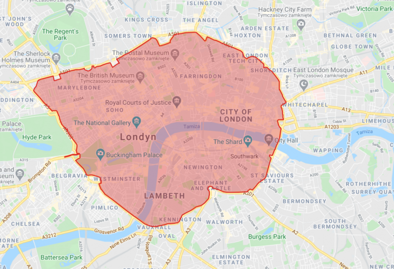 Congestion Charge (strefa patna) w centrum Londynu | Guru Podróży